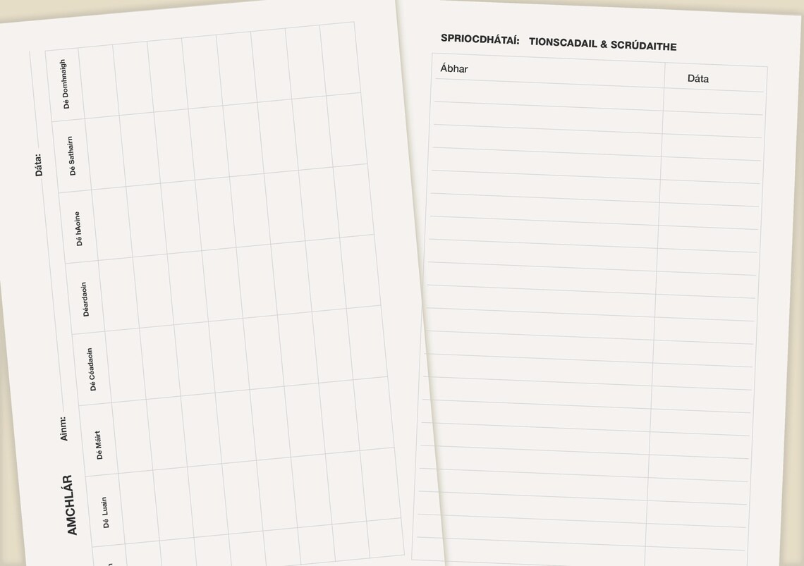 Printable Instant Download Diary Dialann Acadúil, as Gaeilge Irish ...