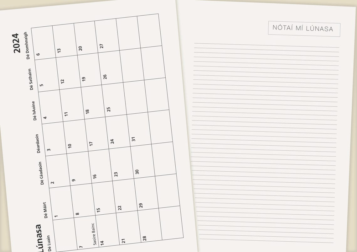 Printable Instant Download Diary Dialann Acadúil, as Gaeilge Irish ...