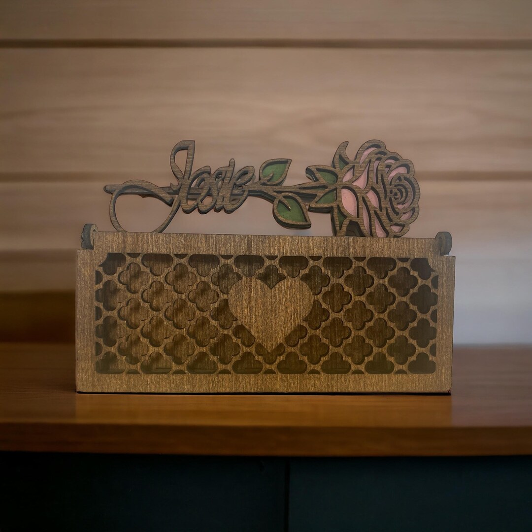 Custom Lasered Box With Rose - 9.5 X 4 Box - Rose 8.25x3 - Etsy