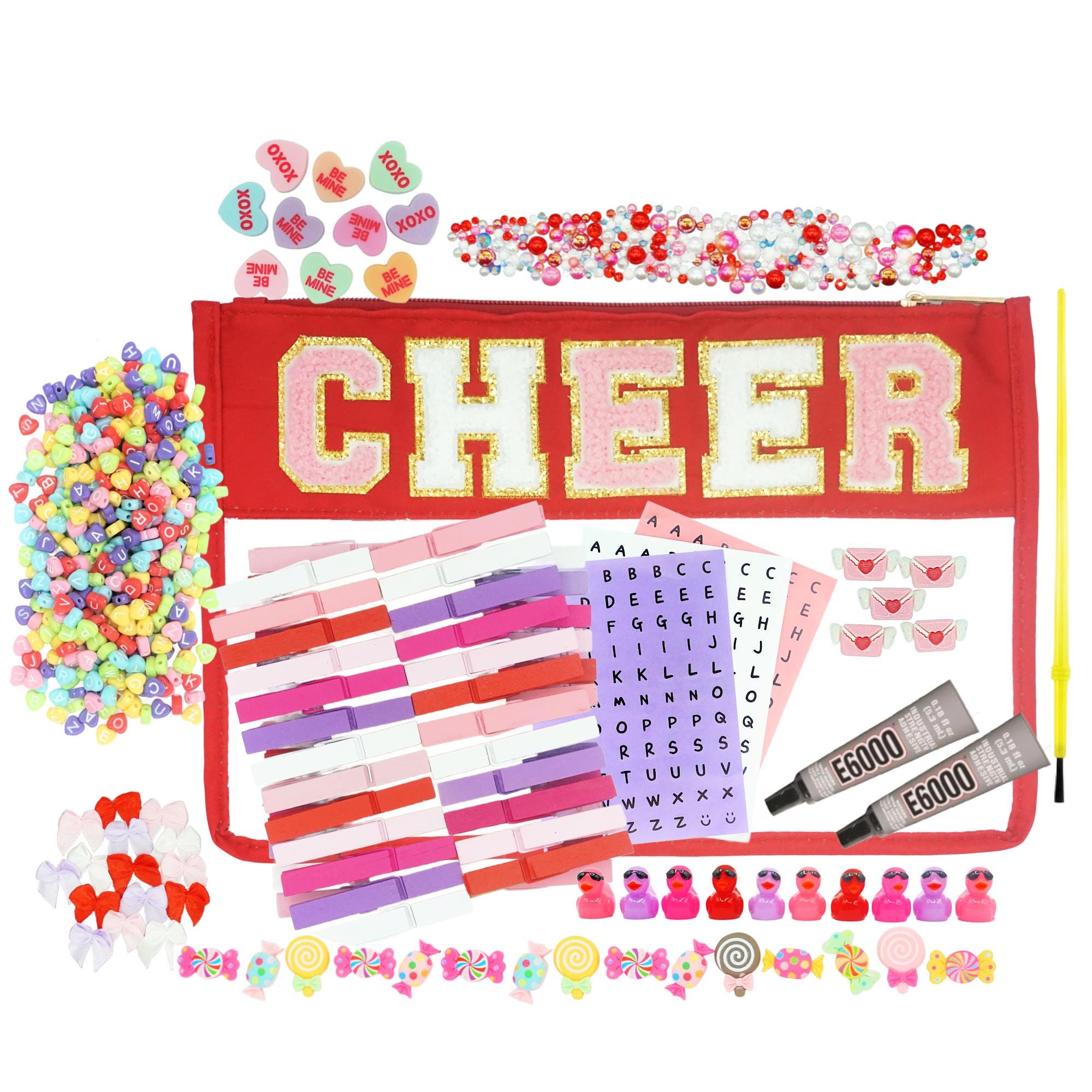 Cheer Pins Craft Kit With Colored Clothespins, Charms and More in a ...