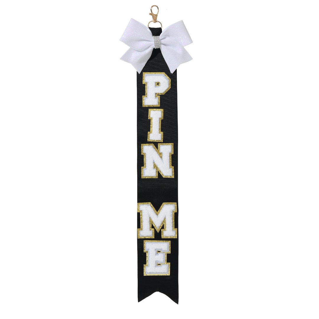 PIN ME Ribbon for Cheer Backpack With Chenille Letters. Cheerleading ...