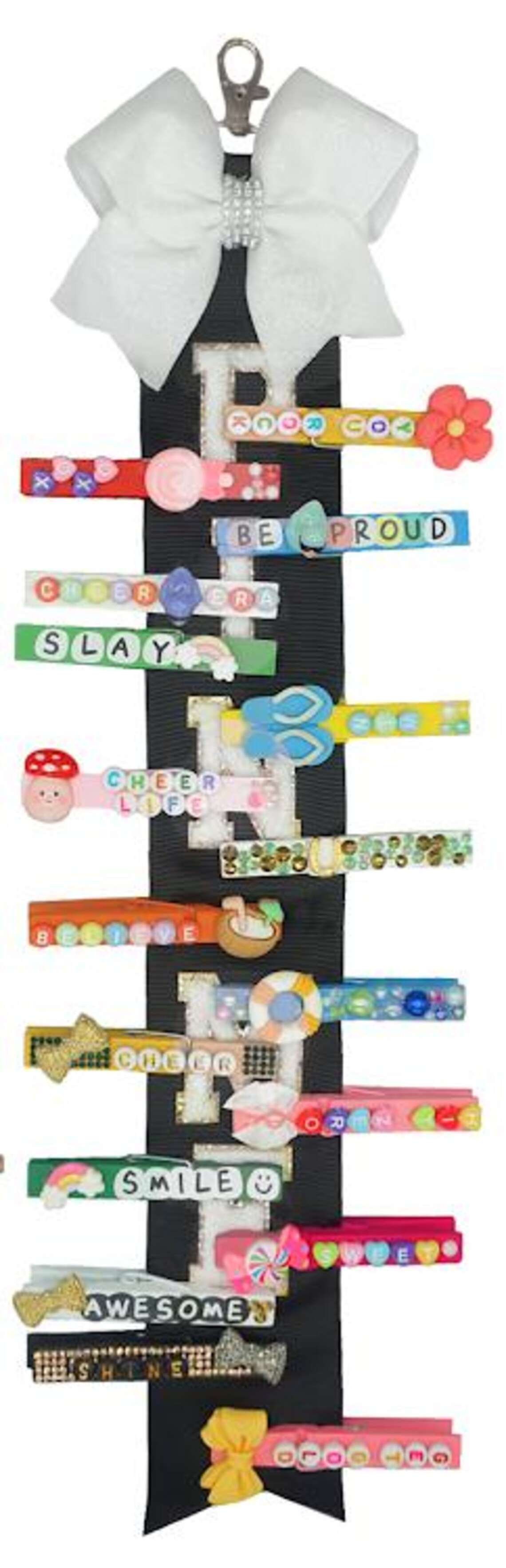 PIN ME Ribbon for Cheer Backpack With Chenille Letters. Cheerleading ...