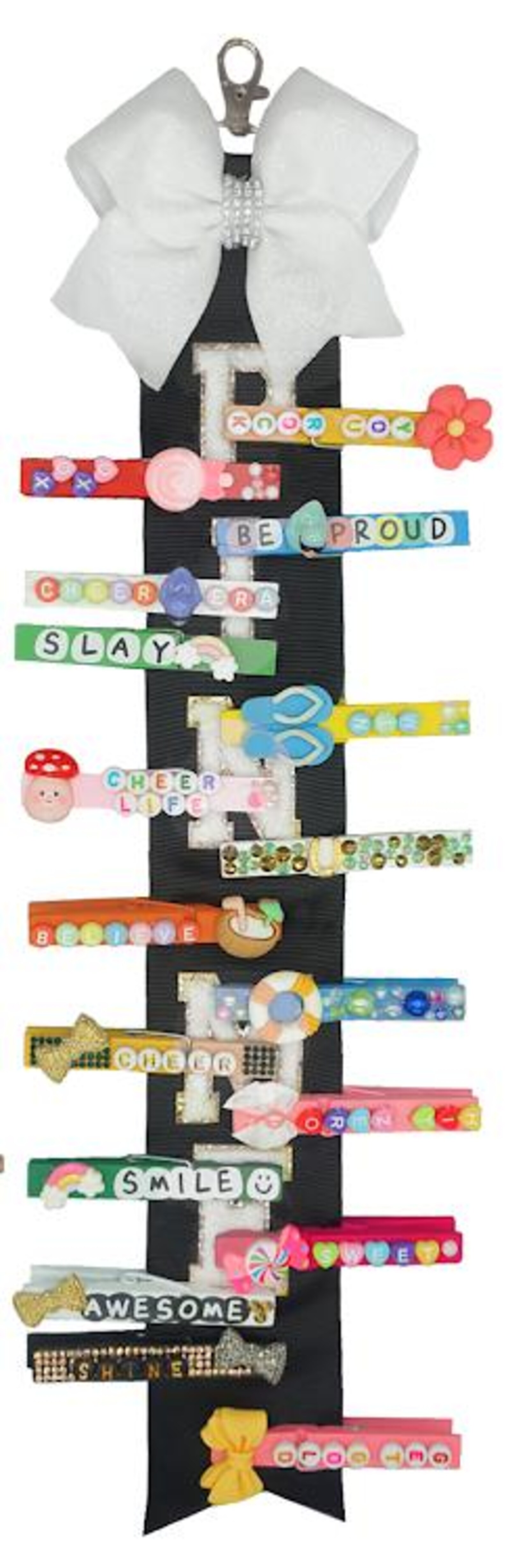 PIN ME Ribbon for Cheer Backpack With Chenille Letters. Cheerleading ...