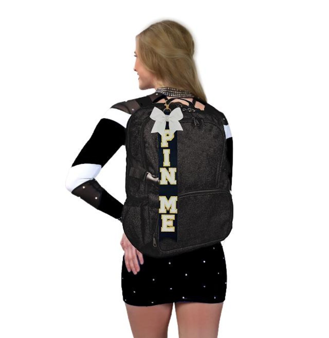 PIN ME Ribbon for Cheer Backpack With Chenille Letters. Cheerleading ...