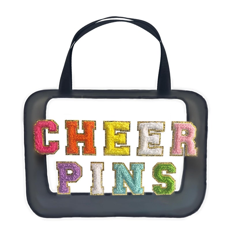 CHEER PINS Bag With Chenille Lettering. Cheerleading Clip Peg Holder ...