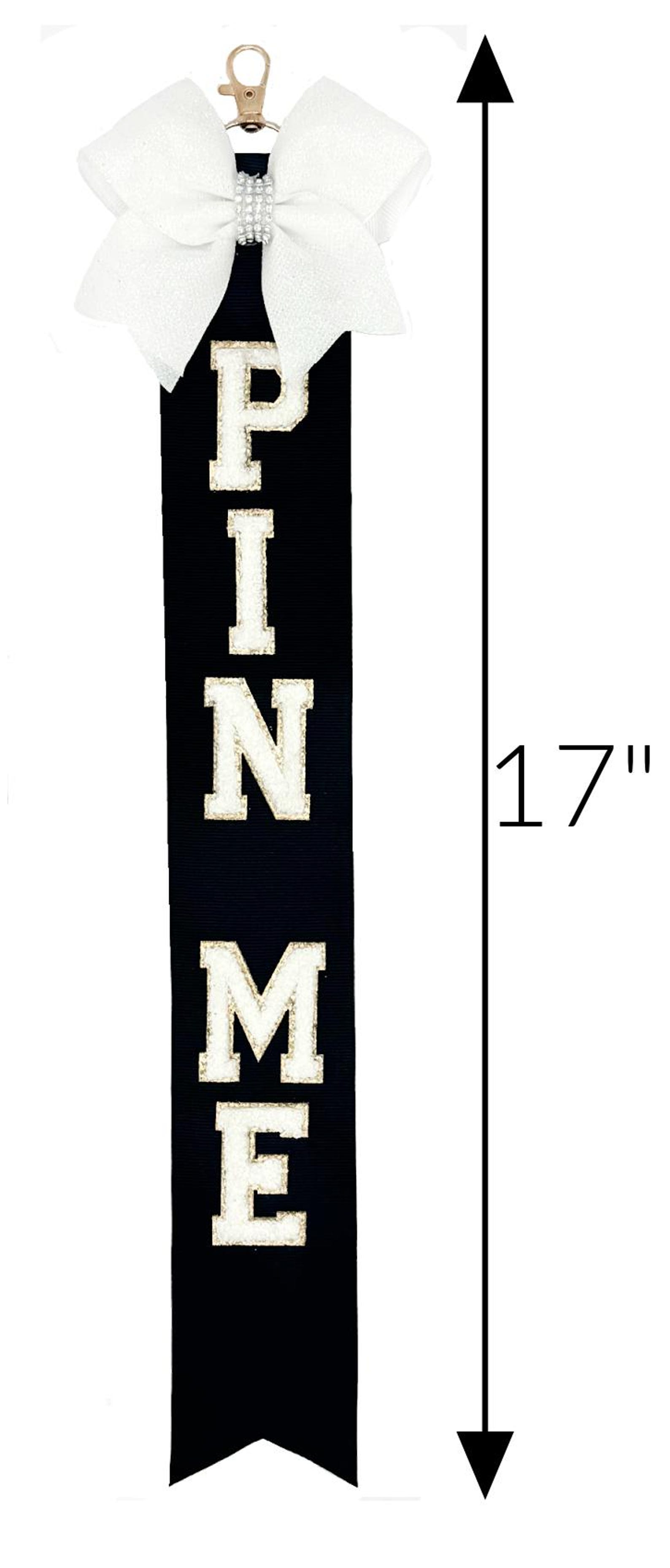 PIN ME Ribbon for Cheer Backpack With Chenille Letters. Cheerleading ...