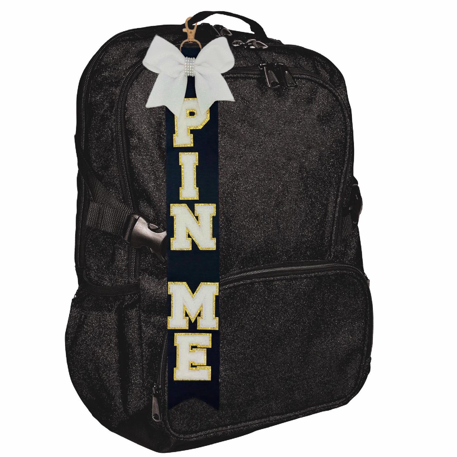 PIN ME Ribbon for Cheer Backpack With Chenille Letters. Cheerleading ...