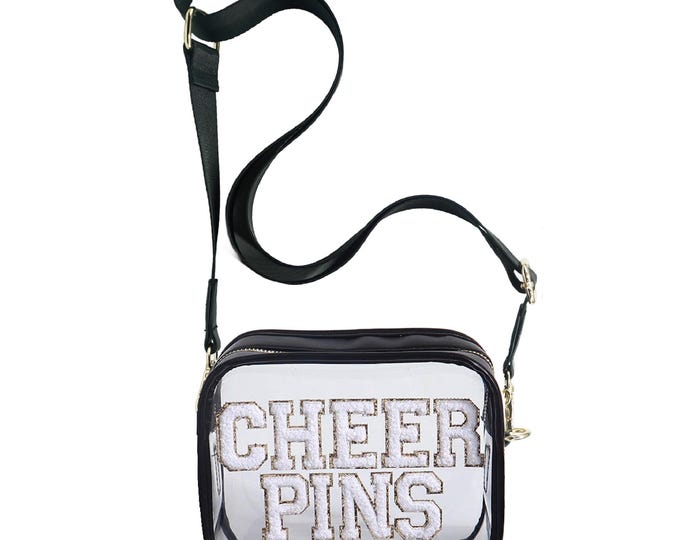 CHEER PINS Bag With Chenille Lettering. Cheerleading Clip Peg Holder ...