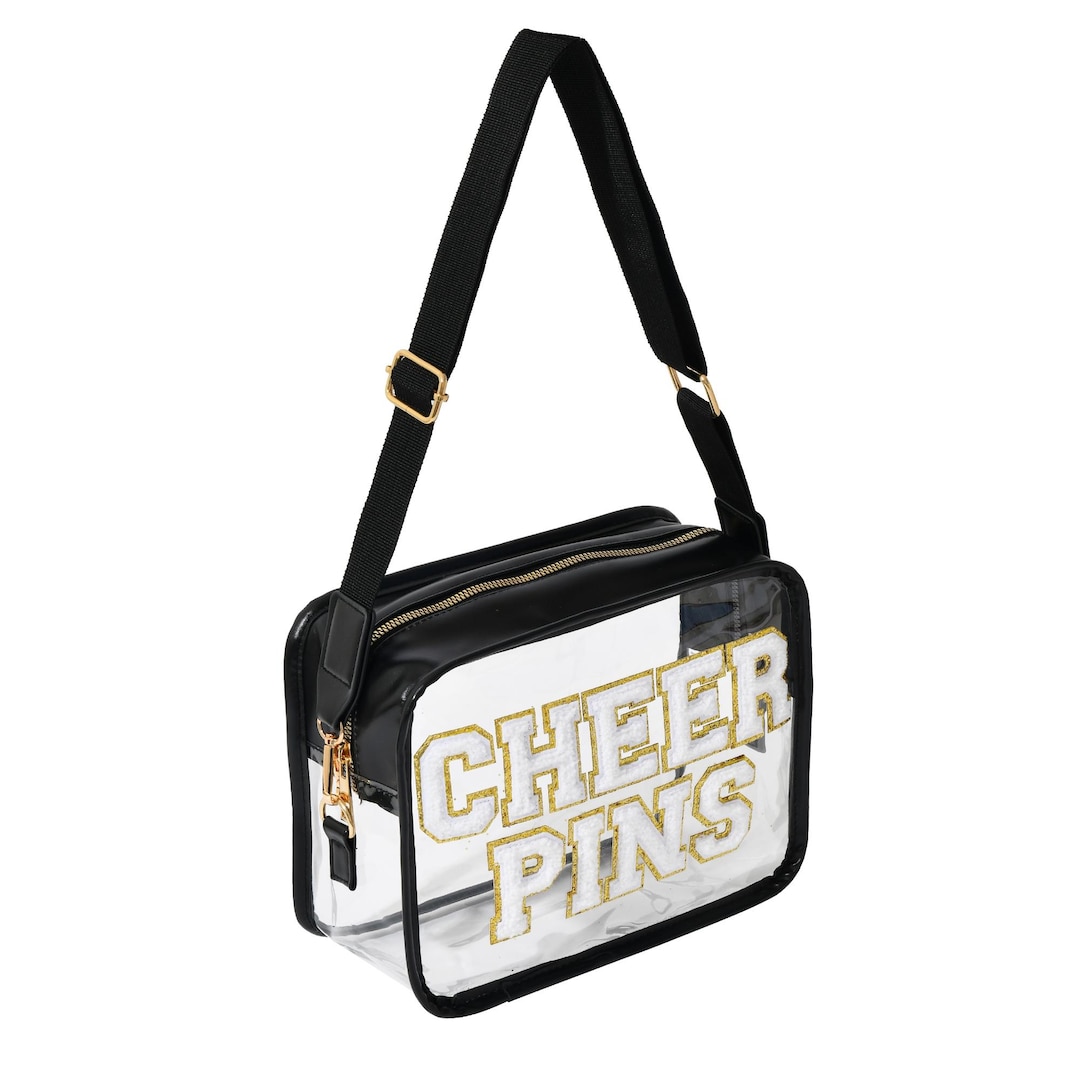 CHEER PINS Bag With Chenille Lettering. Cheerleading Clip Peg Holder ...