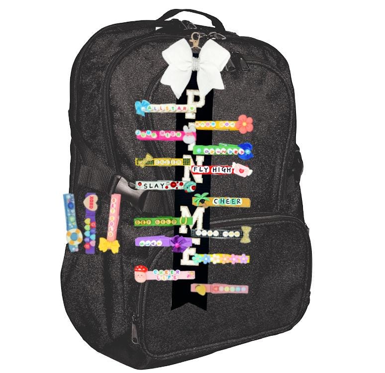 PIN ME Ribbon for Cheer Backpack With Chenille Letters. Cheerleading ...