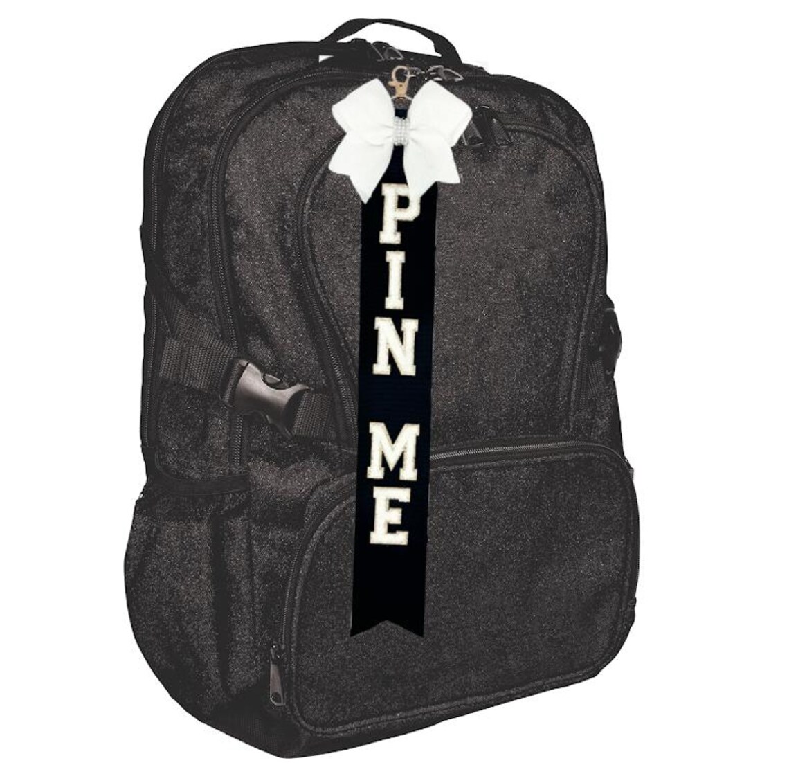 PIN ME Ribbon for Cheer Backpack With Chenille Letters. Cheerleading ...