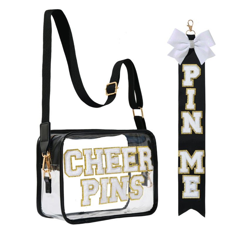 Cheer Pins Set, Cheerleader Bag With 'cheer Pins' Lettering, 'pin Me ...