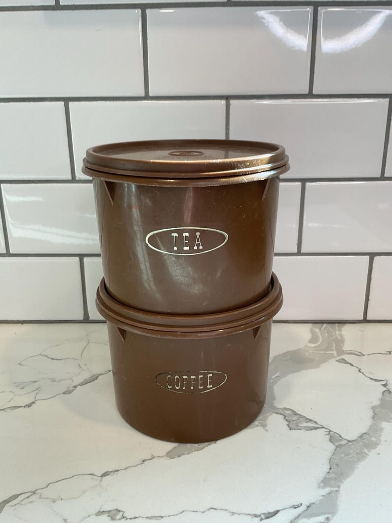 Vintage Tupperware Coffee & Tea Canister Set #263-5, 263-6 and Lids 238 ...
