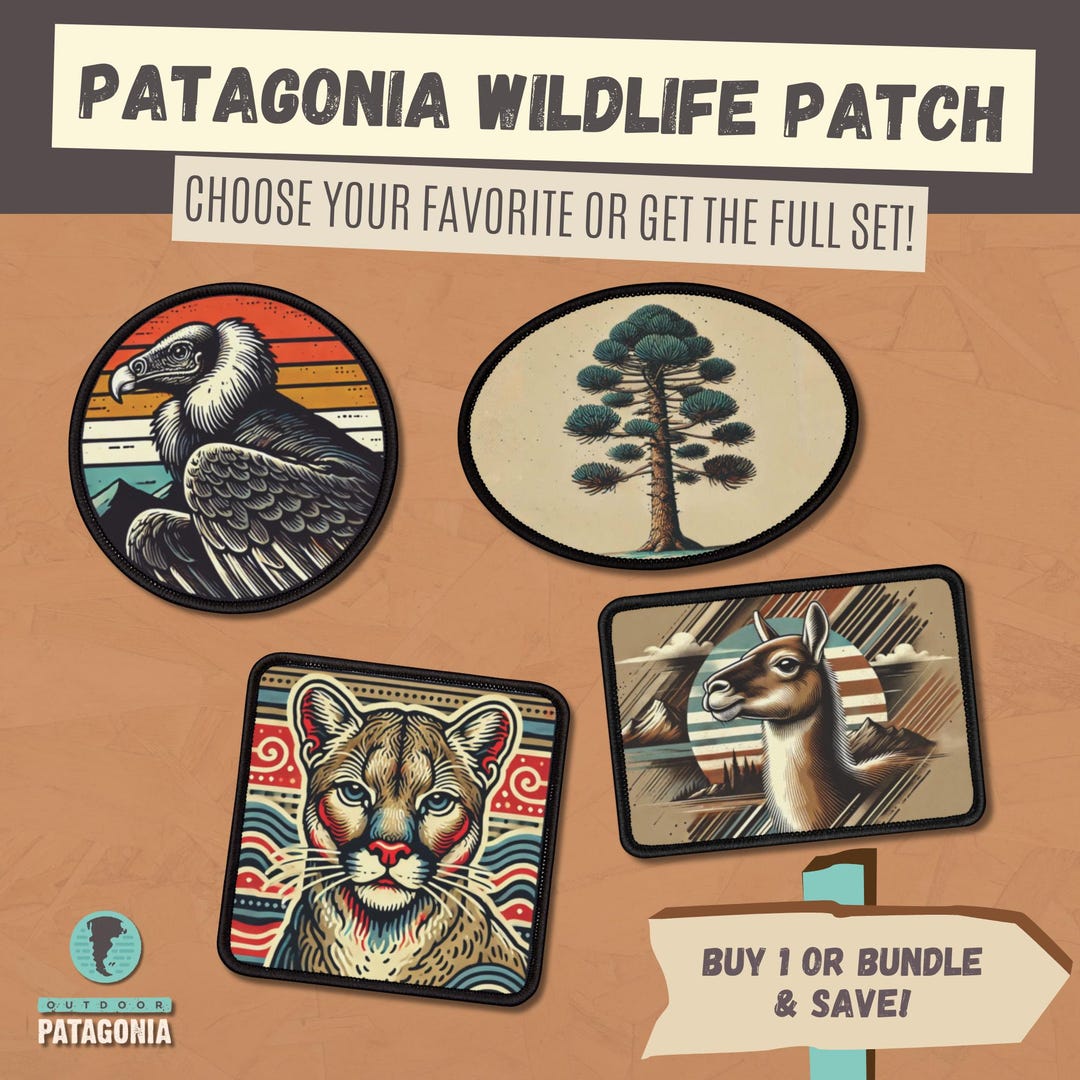 Patagonia Wildlife Patch Set – Embroidered Iron-on Nature Patches (puma ...