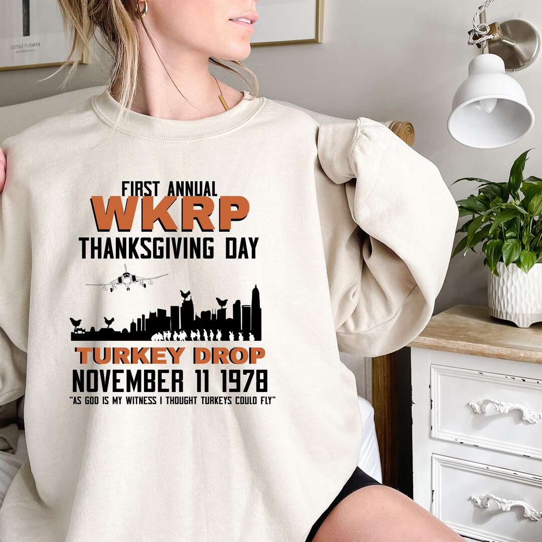Vintage Thanksgiving Turkey Drop WKRP Sweatshirt, First Annual WKRP ...