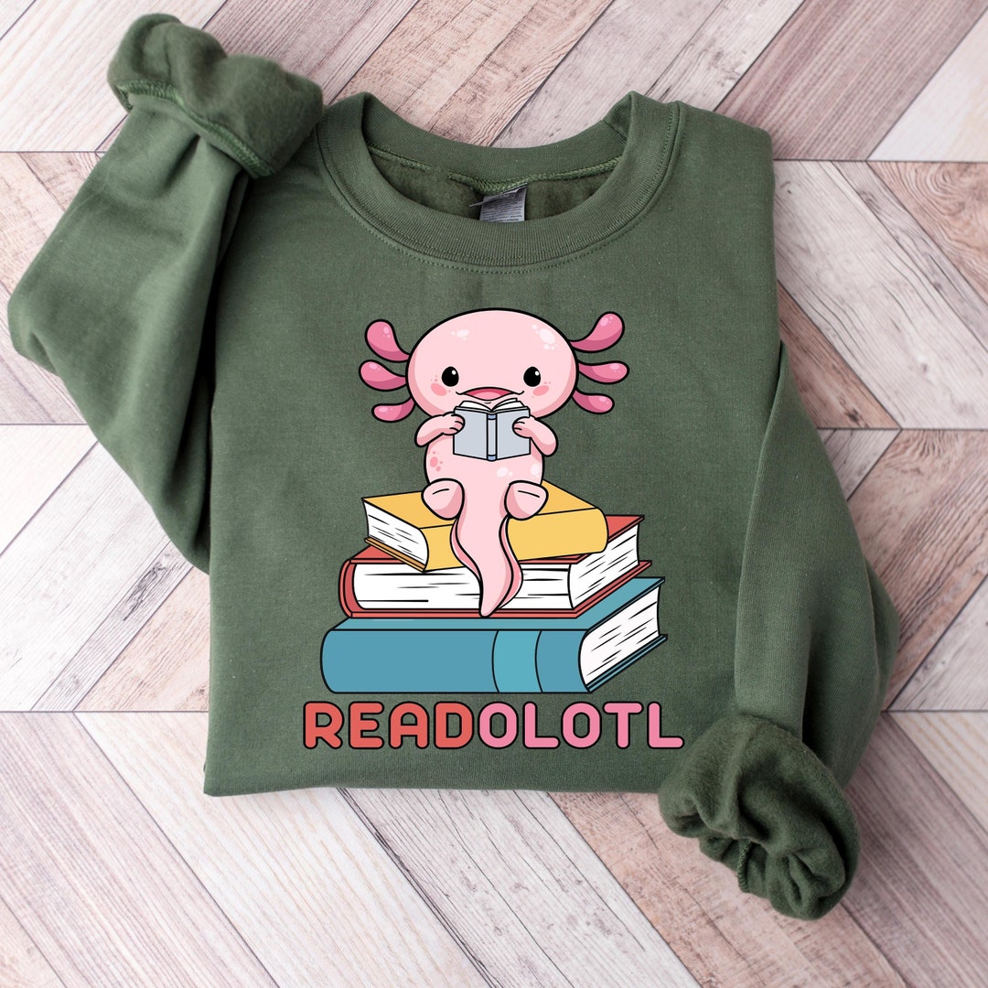 Readolotl Sweatshirt,cute Axolotl Reader Sweater,mexican Salamander ...