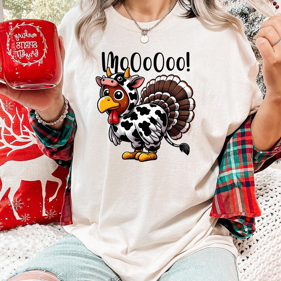 Funny Turkey Moo T-shirt,fake Cow Funny Thanksgiving T-shirts ...