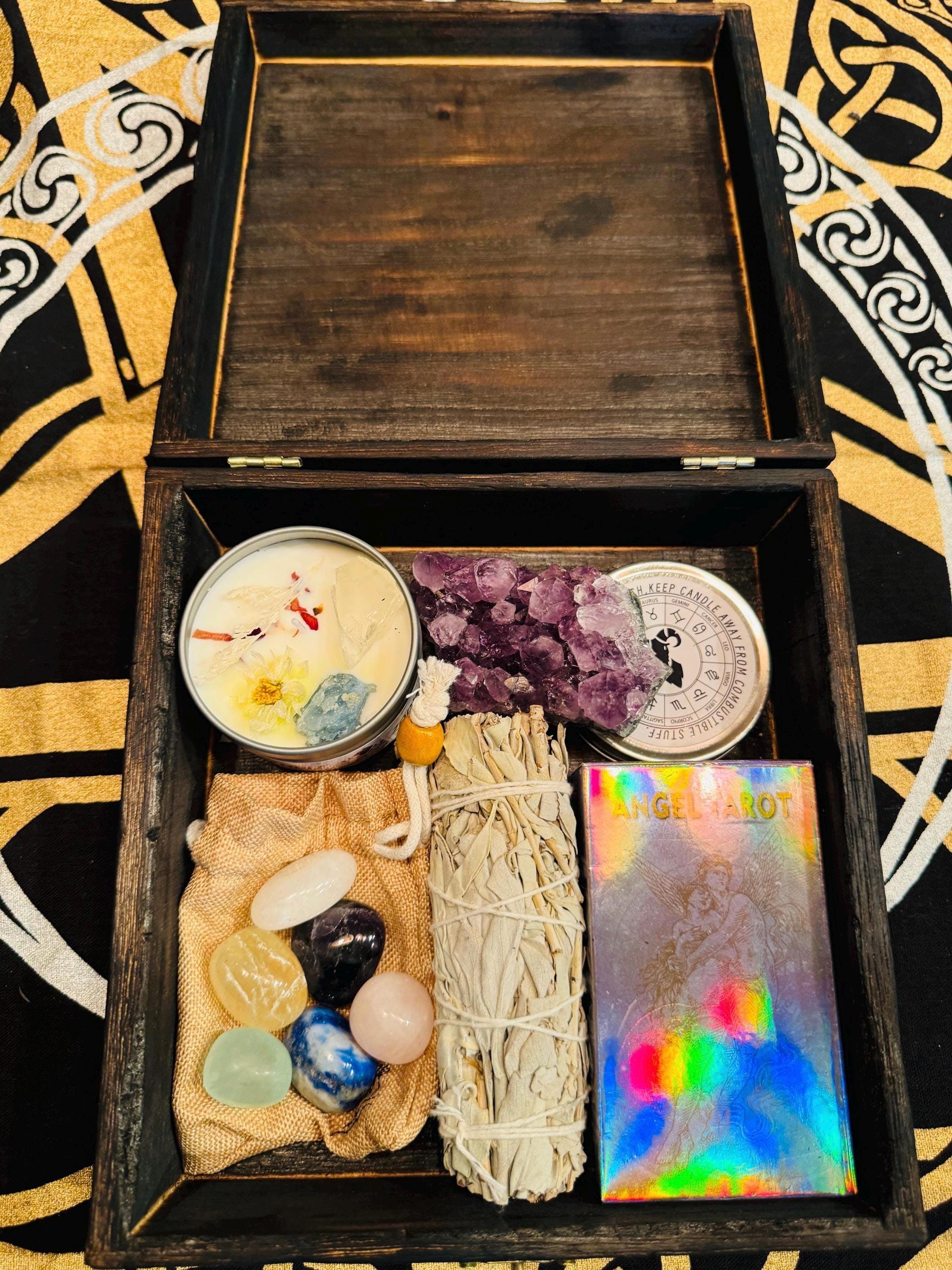 Vintage Zodiac Box With Tarot Cards, Amethyst, Zodiac Candles, Zodiac ...