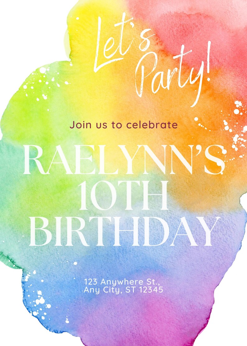 Rainbow Birthday Invitation - Etsy
