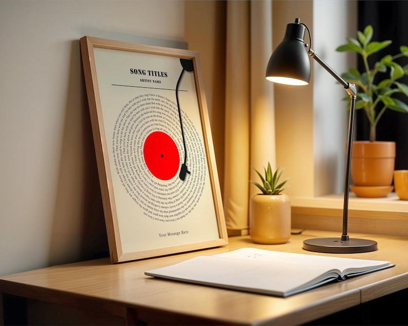 Personalised Song Lyrics Print, Custom Vinyl Record Poster ...