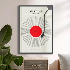 Personalised Song Lyrics Print, Custom Vinyl Record Poster ...