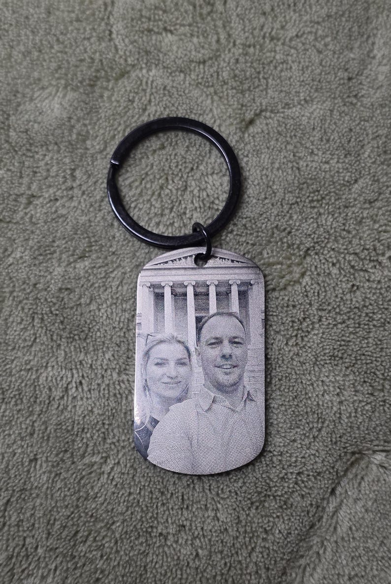Personalised Photo Engraved Stainless Steel Keychain, Couples Gift ...