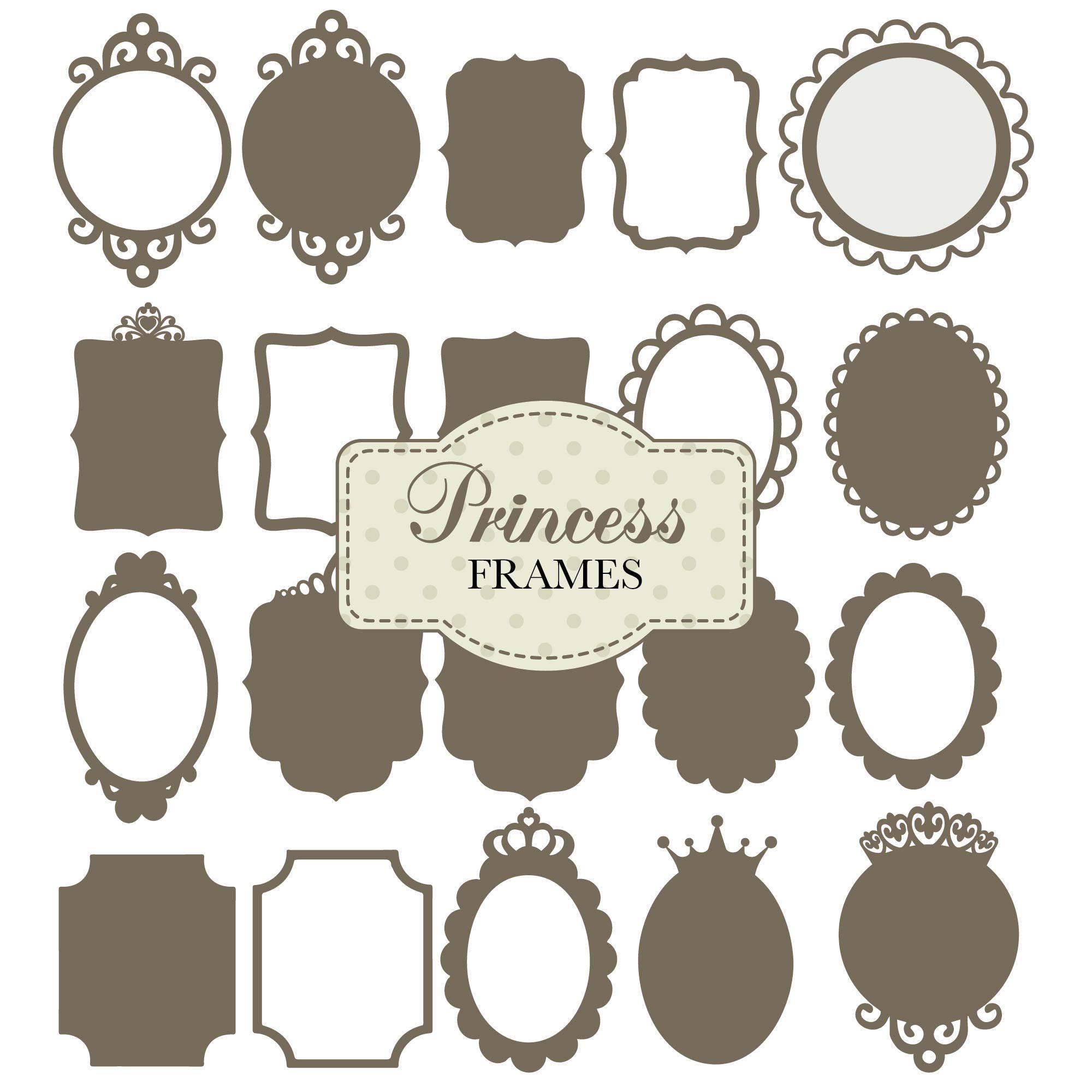 Princess Frames SVG, PDF, Princess Cake Topper Frames, Vintage Frames ...