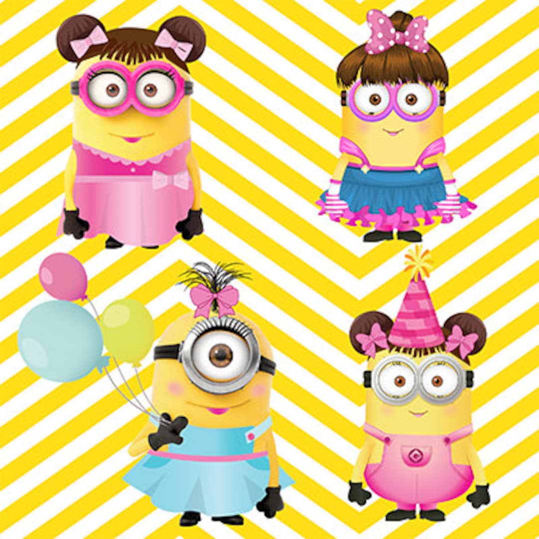 Minion Girls PNG Files, Background PNG, High-quality Printing, Seamless ...