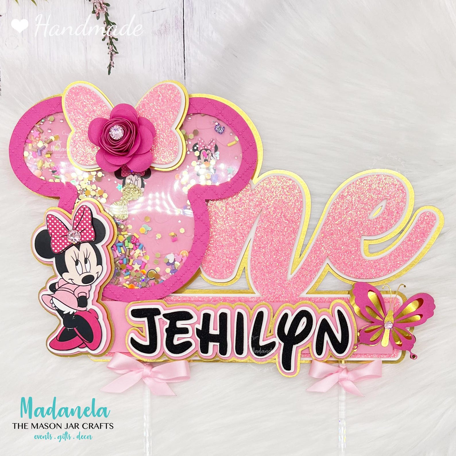 Minnie Mouse Pink Cake Topper SVG Files, PNG, PDF, Minnie Mouse, One ...