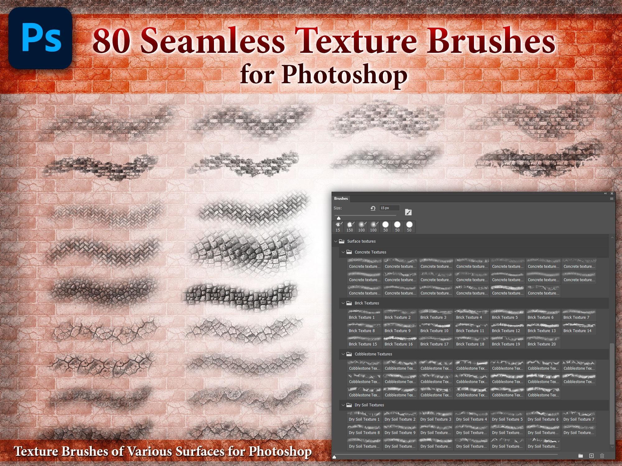 80 Seamless Photoshop Texture Brushes – 4 Categories for Fantasy Maps ...