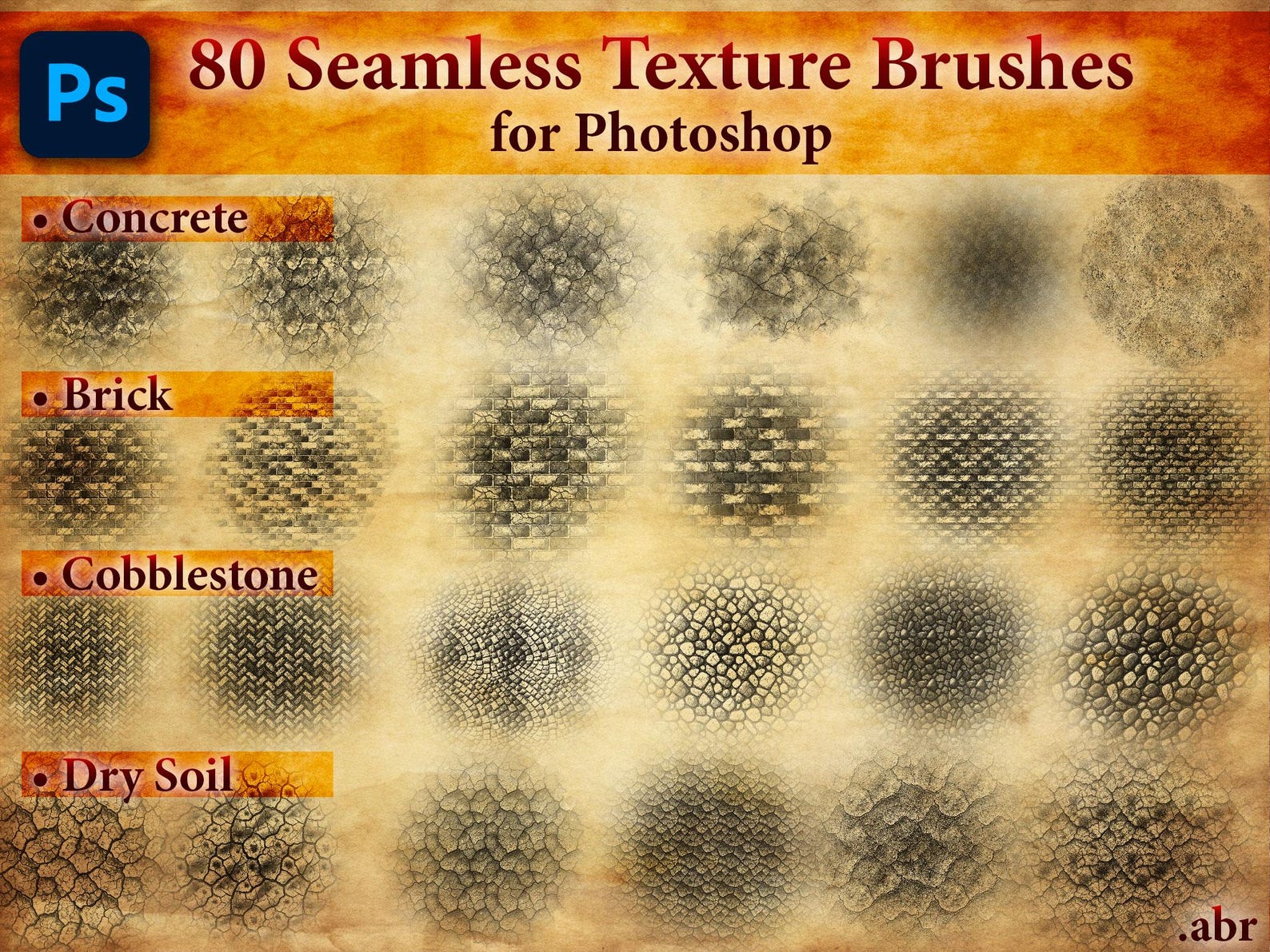 80 Seamless Photoshop Texture Brushes – 4 Categories for Fantasy Maps ...