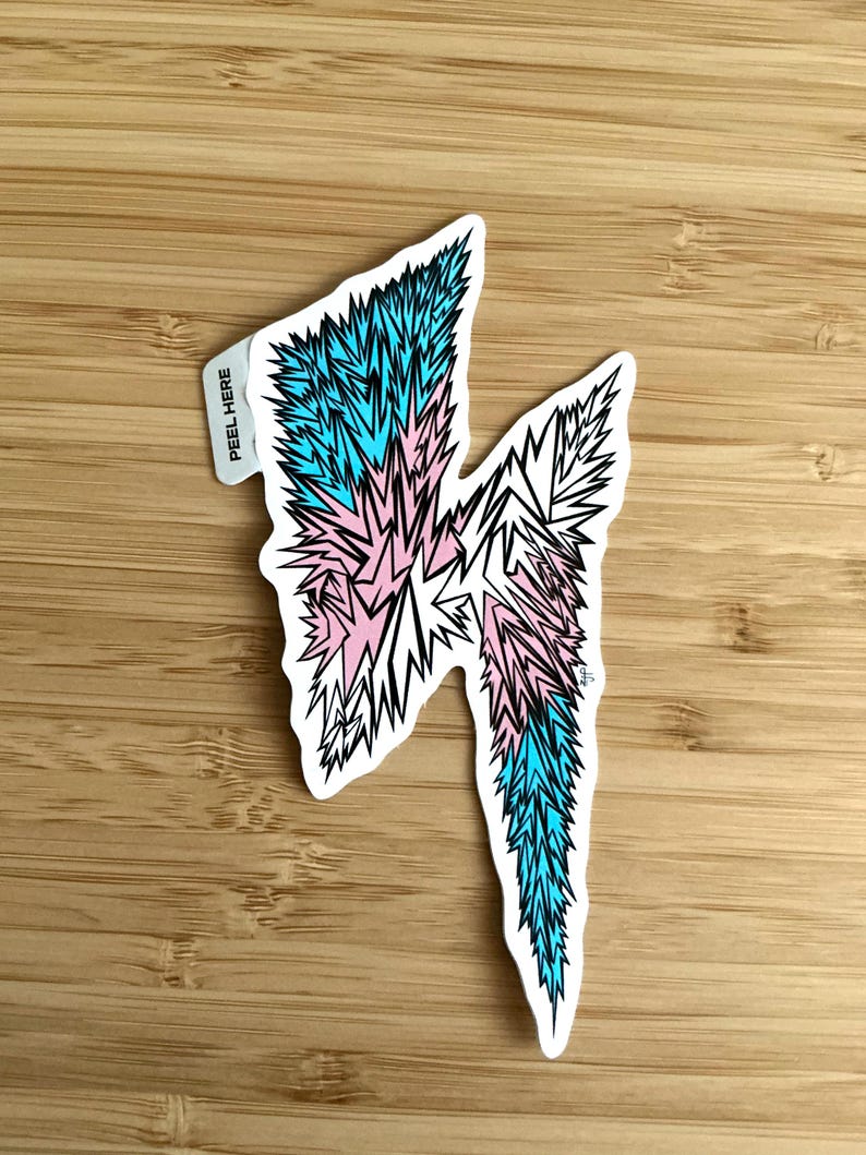 Trans Flag Sticker, Lightning Bolt, Spark Your Pride Collection - Etsy