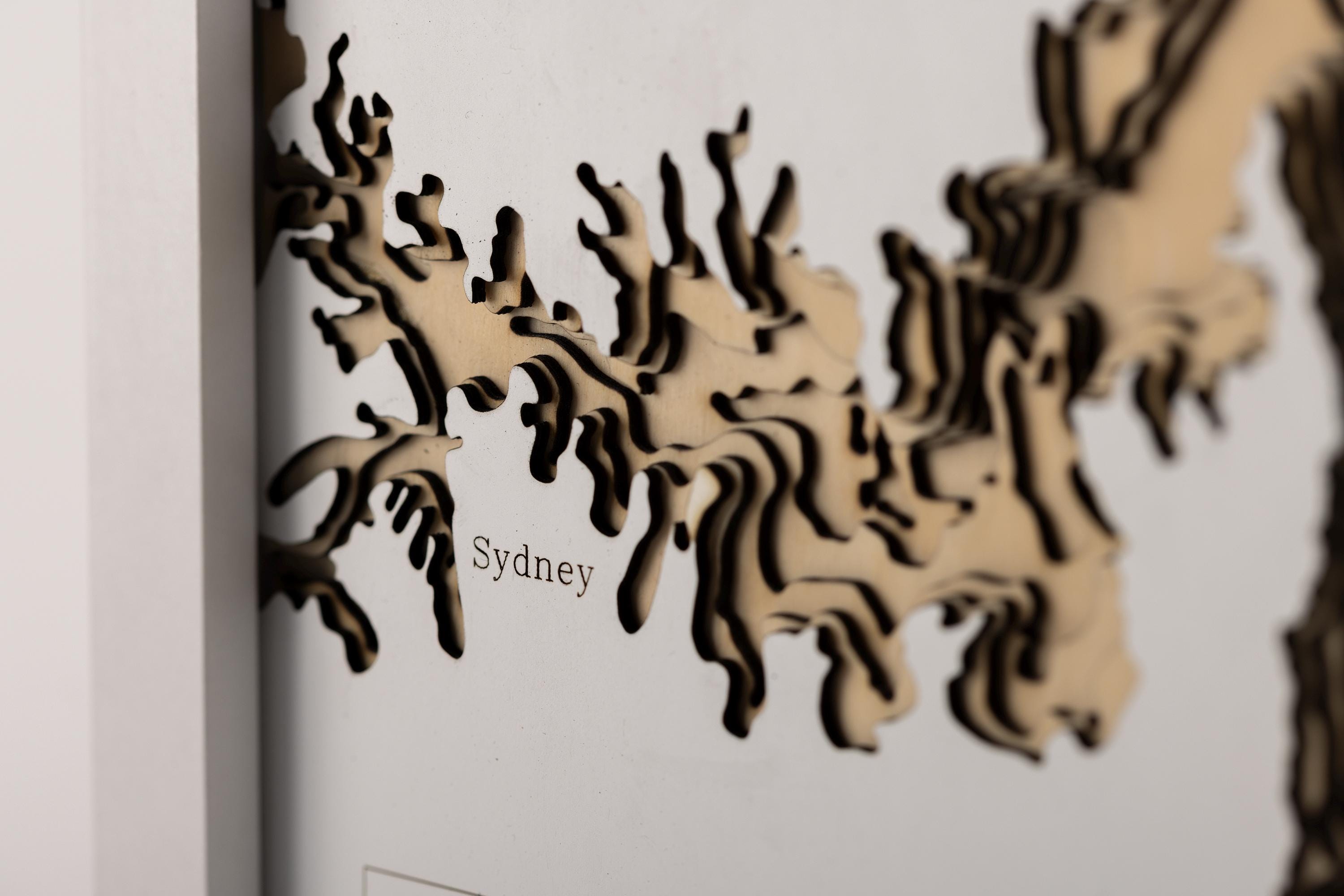 Sydney 3D Wooden Map - Etsy