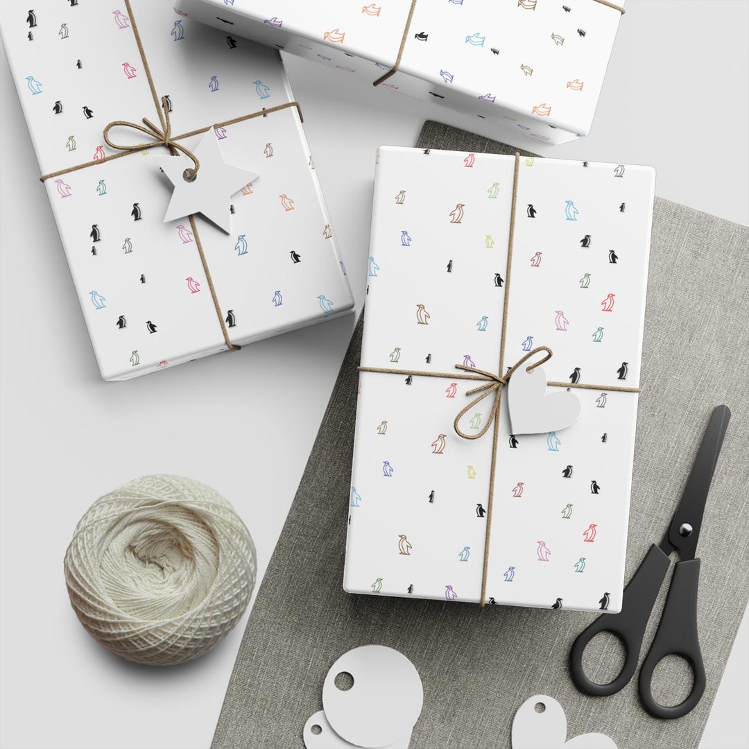 Penguin-themed Gift-wrapping Paper Sheet, Single Piece - Etsy