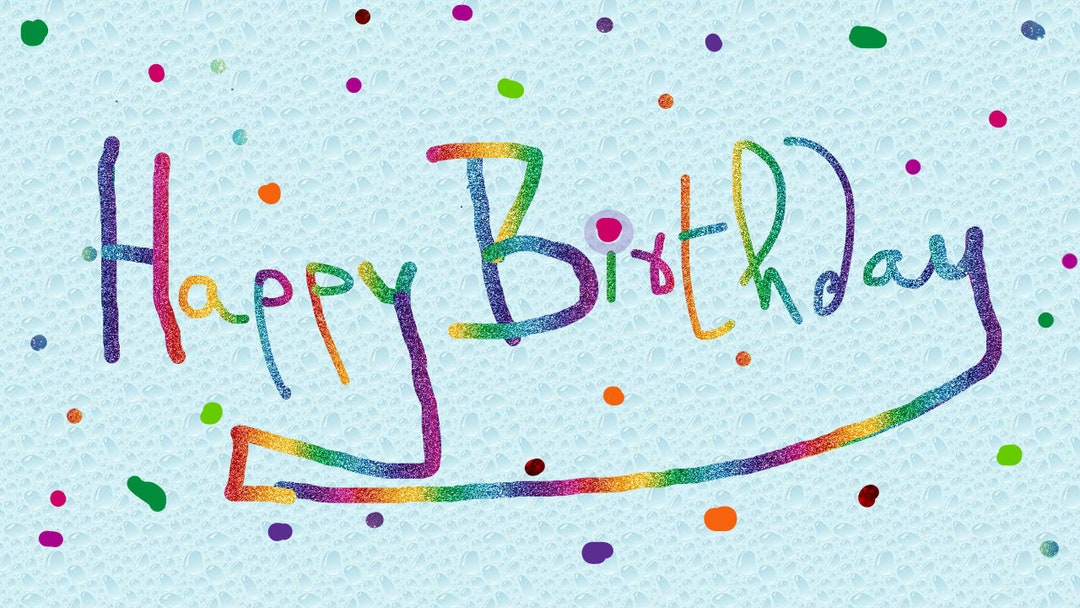 Colorful Confetti Birthday Sign - Aqua Blue Party Decor - Etsy