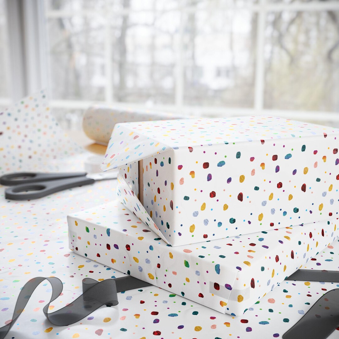 Gift Wrapping Paper | Rainbow Speckles White Background | German Fine ...