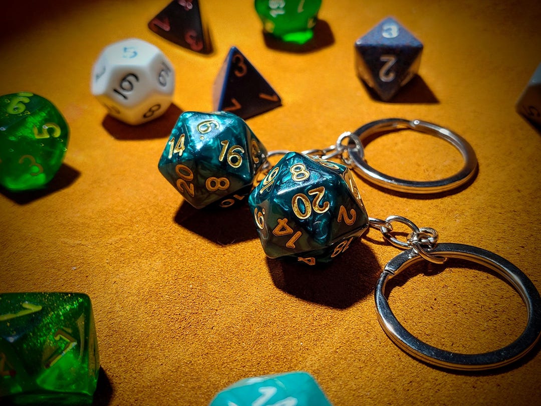 Dnd Green Shimmery Swirl D20 Dice Keychain - Etsy