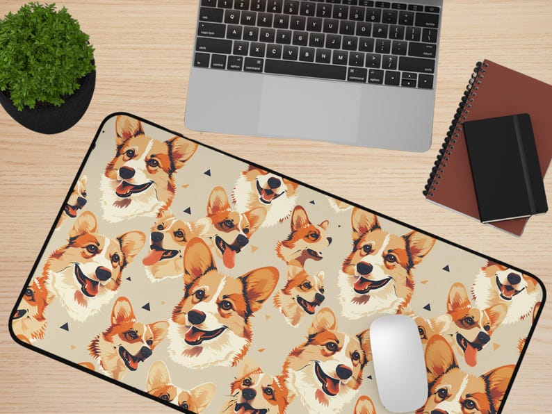 Whimsical Corgi Desk Mat - Large Neoprene Mouse Pad for Office Decor ...