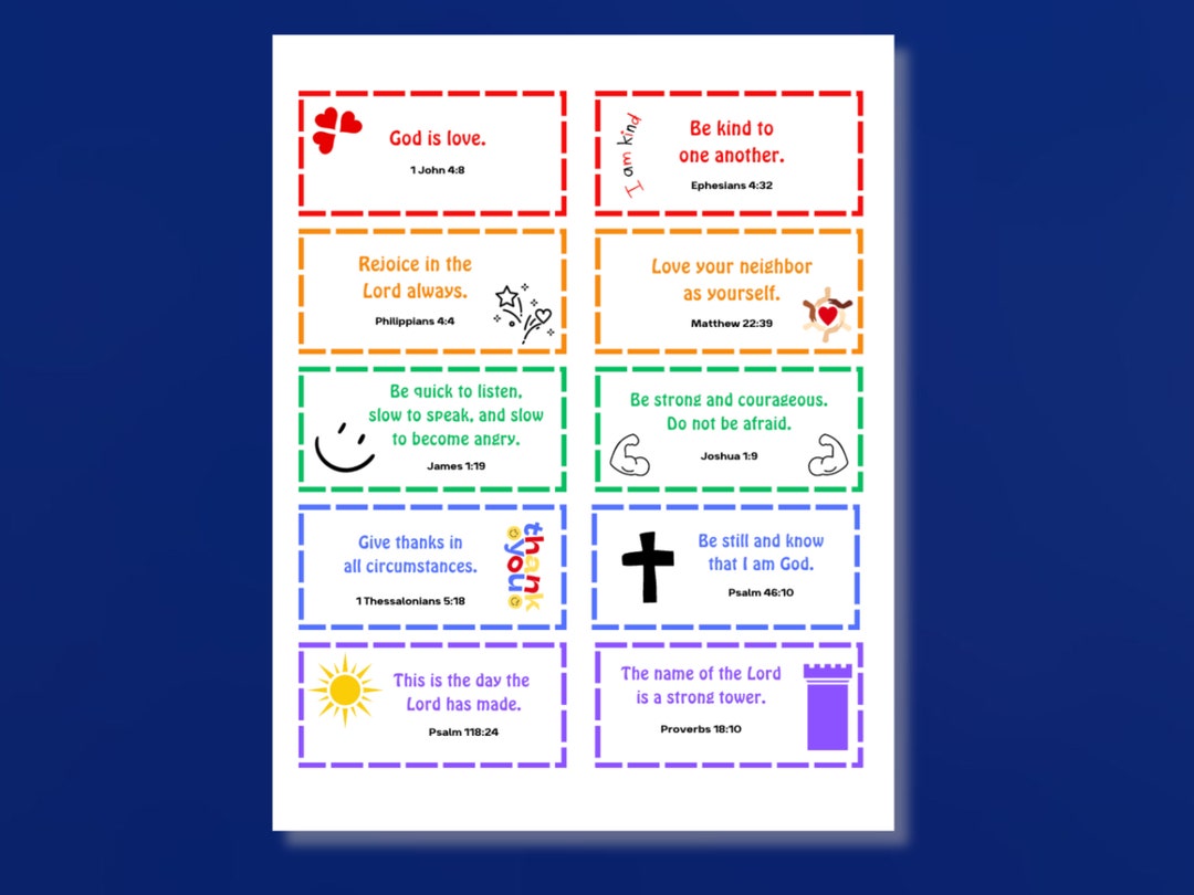 10 Bible Memory Verses for Preschoolers / Kids Scripture Cards - Etsy ...
