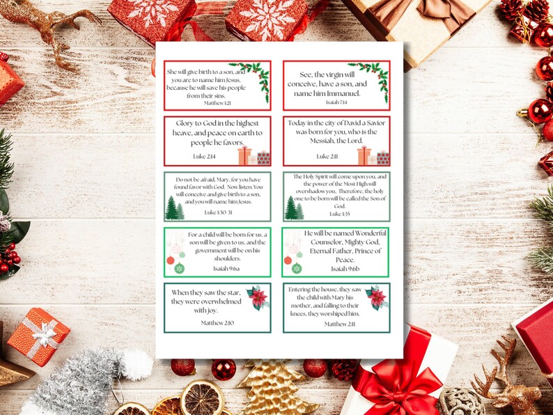Advent Bible Verse Cards / Ten Scriptures for Christmas / Printable ...