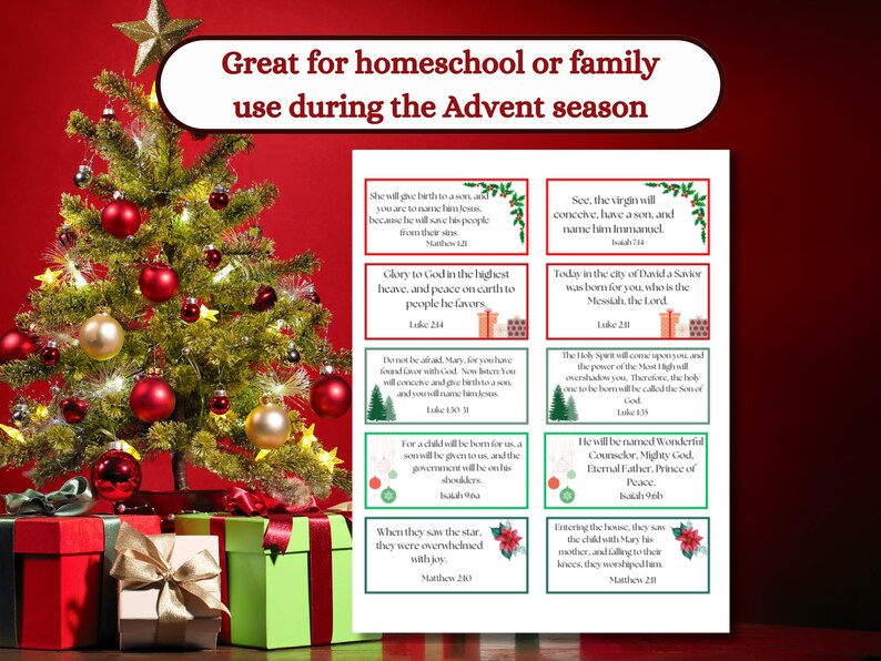 Advent Bible Verse Cards / Ten Scriptures for Christmas / Printable ...