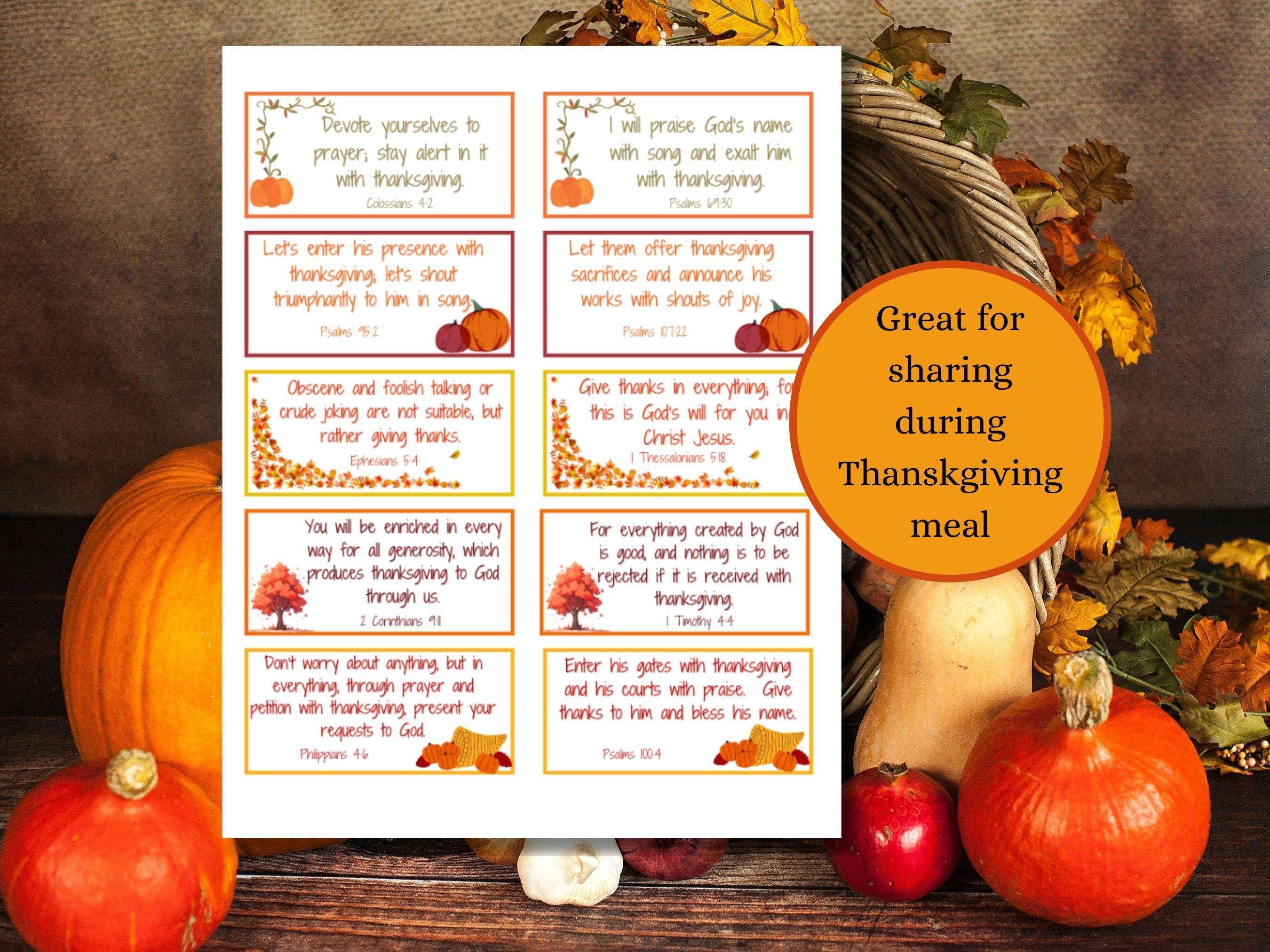 Thanksgiving Bible Verse Cards / Ten Scriptures for Thanksgiving ...