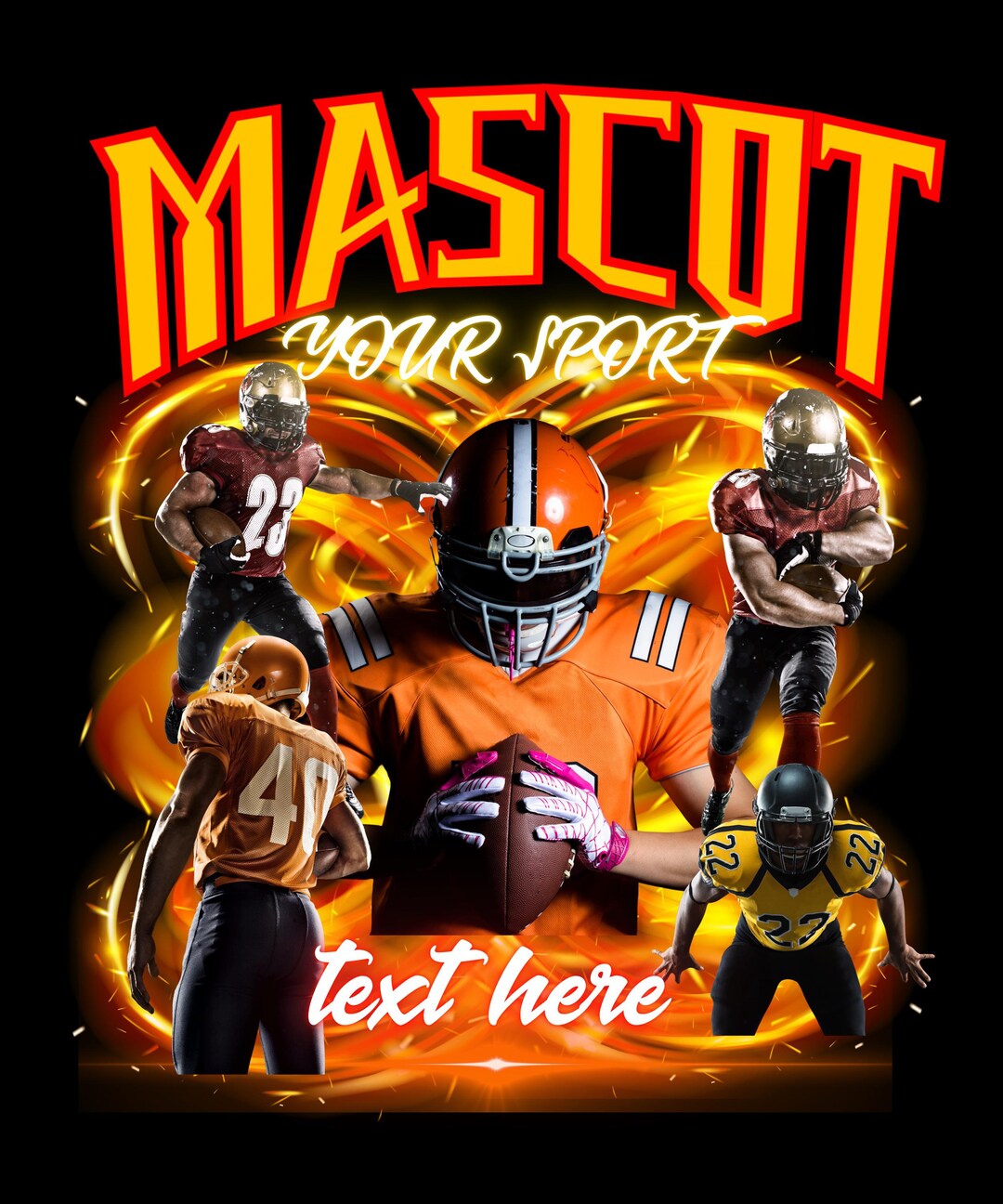 Football Mascot Bootleg T-shirt Canva Template. Customize Your Design ...