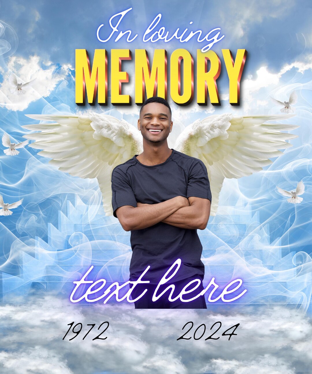 In Loving Memory Tribute Shirt Design. Canva Template, Heavenly, Angel ...