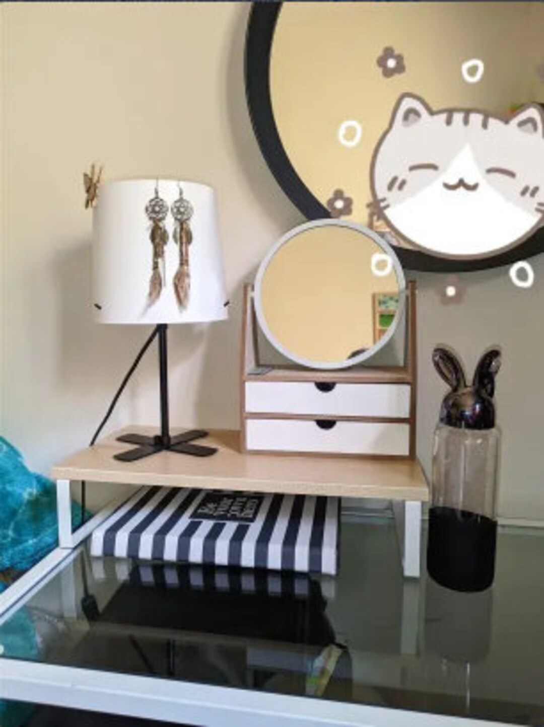 Rustic Wooden Monitor Riser Stand Home Storage Rack Mini Wooden Desk ...