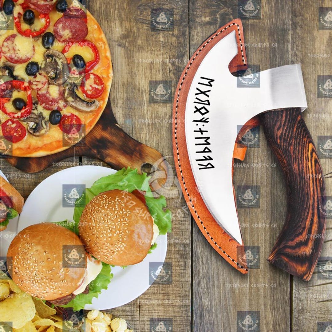 Viking Pizza Cutter Axe, Custom Hand-forged Carbon Steel Viking Pizza ...