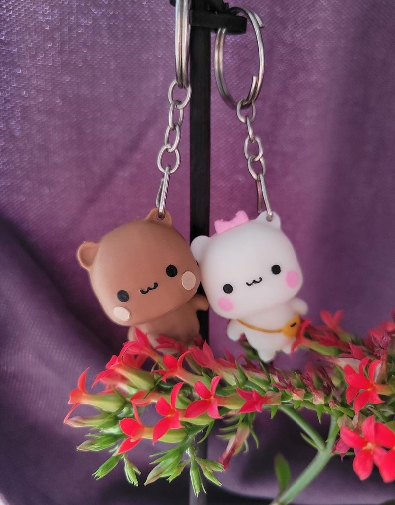 Cute Dudu and Bubu Keychains for Couples / Peach Goma / Love Gift - Etsy