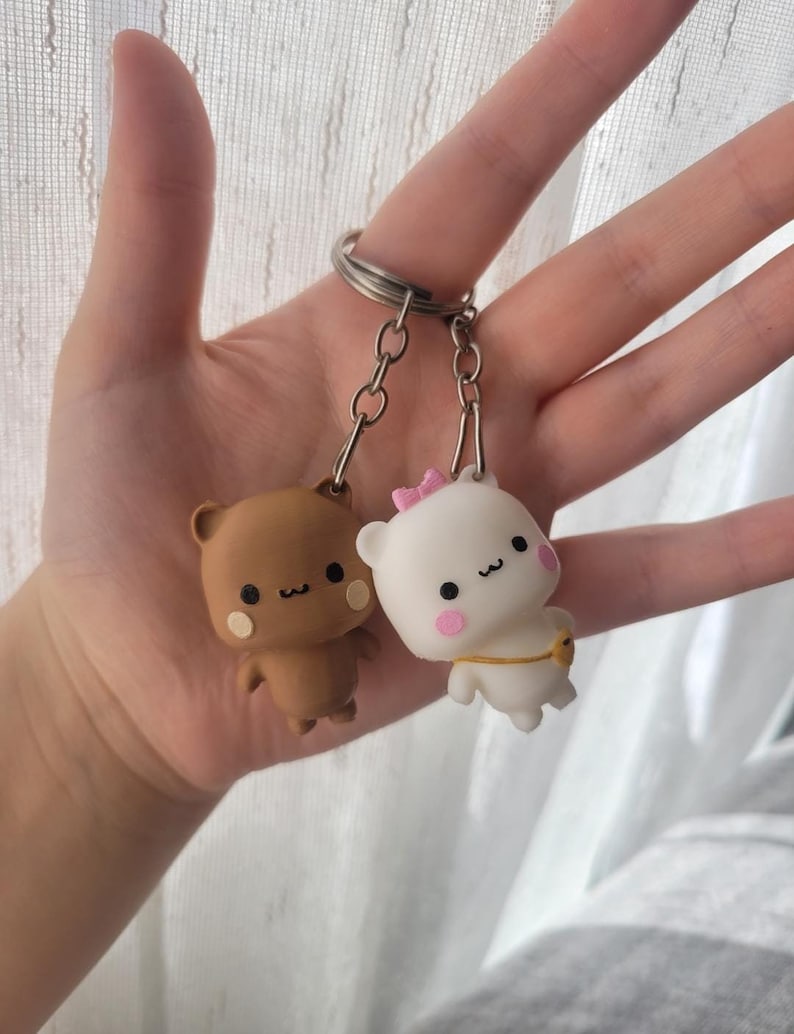Cute Dudu and Bubu Keychains for Couples / Peach Goma / Love Gift - Etsy