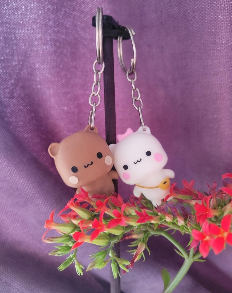 Cute Dudu and Bubu Keychains for Couples / Peach Goma / Love Gift - Etsy