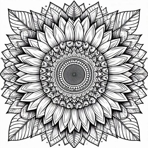 Golden Blooms: Sunflower Mandala Coloring Book,digital Download ...